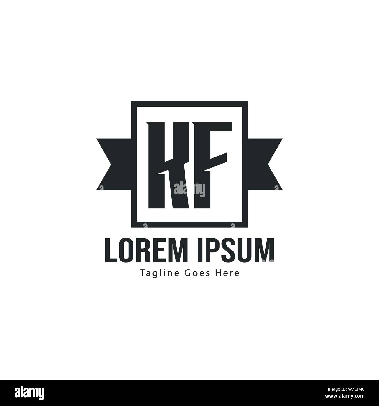 Initial KF logo template with modern frame. Minimalist KF letter logo ...