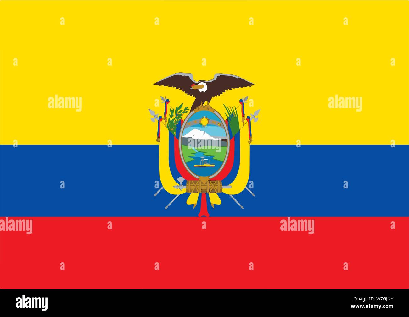 Flag of Ecuador with coat of arms. Vector illustration EPS10 Stock ...