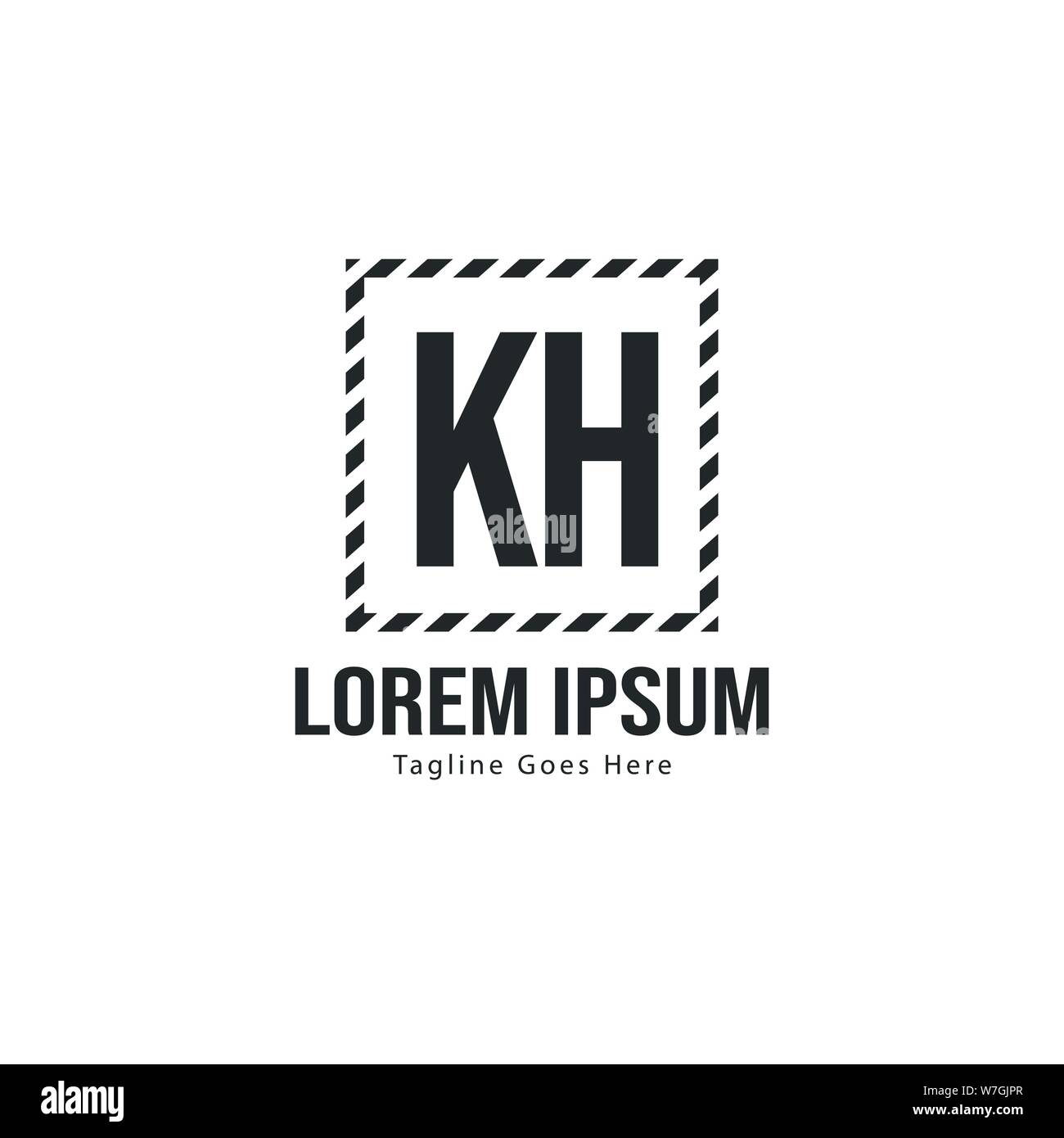 Initial KH logo template with modern frame. Minimalist KH letter logo ...