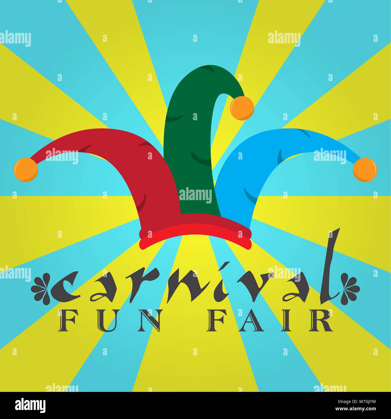 Colored carnival poster with a jester hat - Vector Stock Vector Image ...