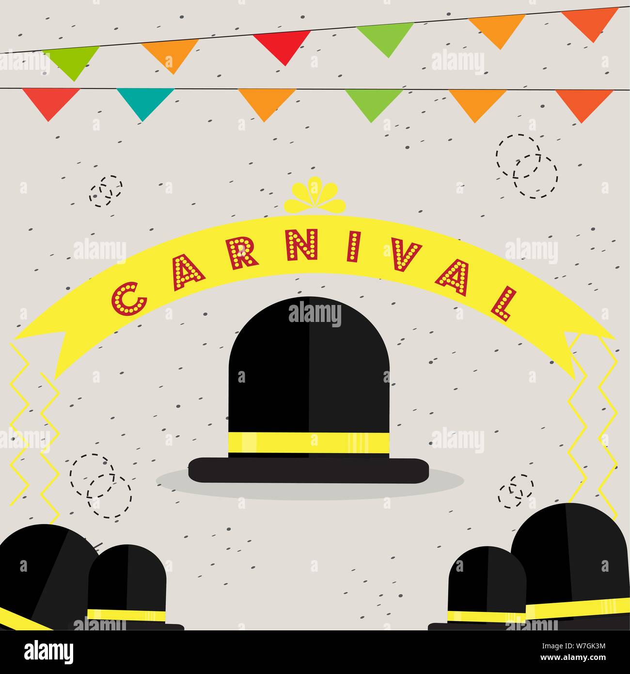Colored carnival poster with a hats and pennants - Vector Stock Vector ...
