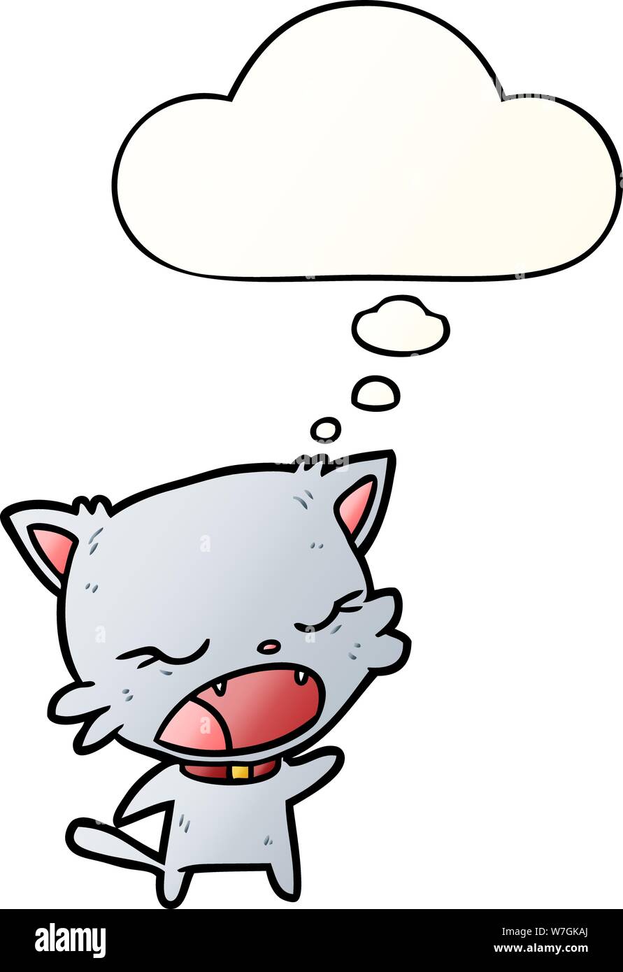 cartoon cat talking with thought bubble in smooth gradient style Stock ...