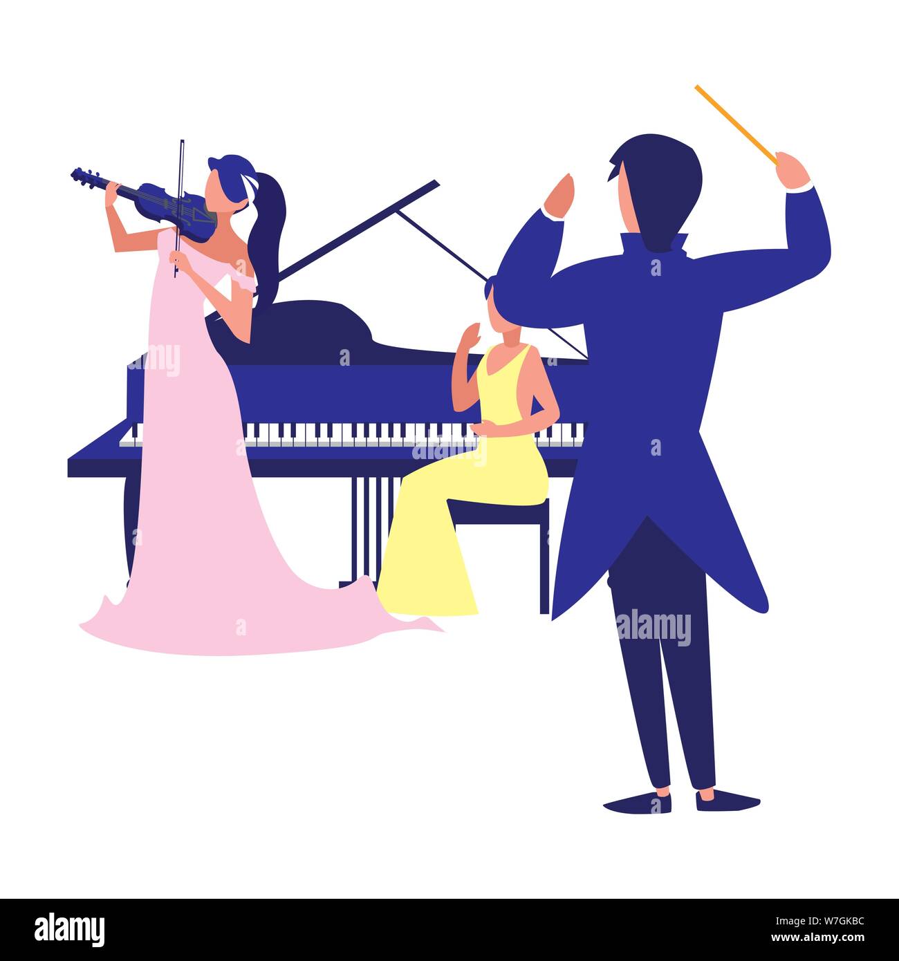 women and orchestra conductor musicians concert event classic ...