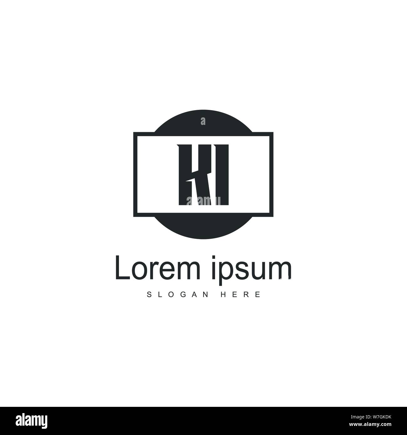 Initial KI logo template with modern frame. Minimalist KI letter logo ...