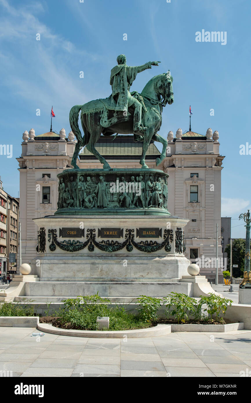 Monument to Prince Mihailo, Republic Square, Belgrade, Serbia Stock ...