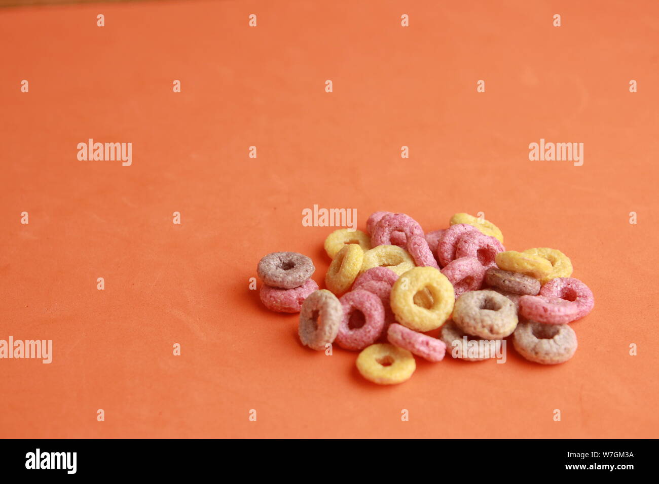 delicious colorful round breakfast cereals Stock Photo - Alamy