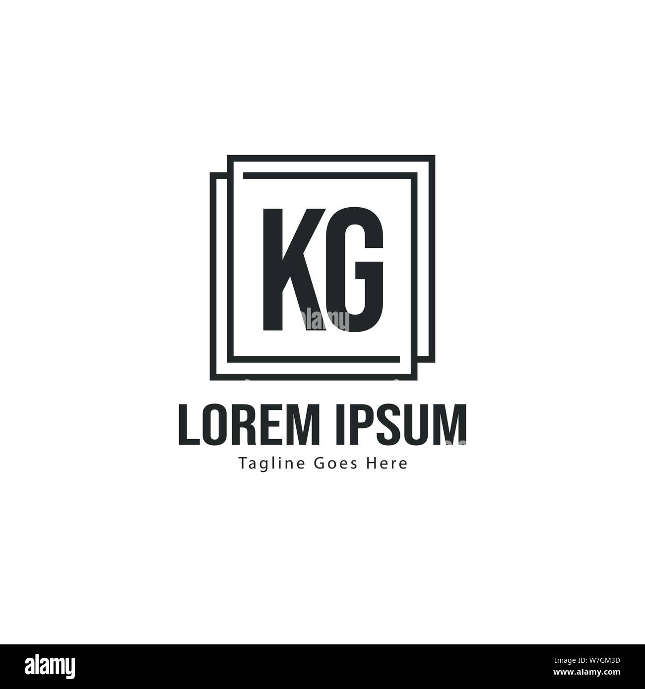 Initial KG logo template with modern frame. Minimalist KG letter logo ...