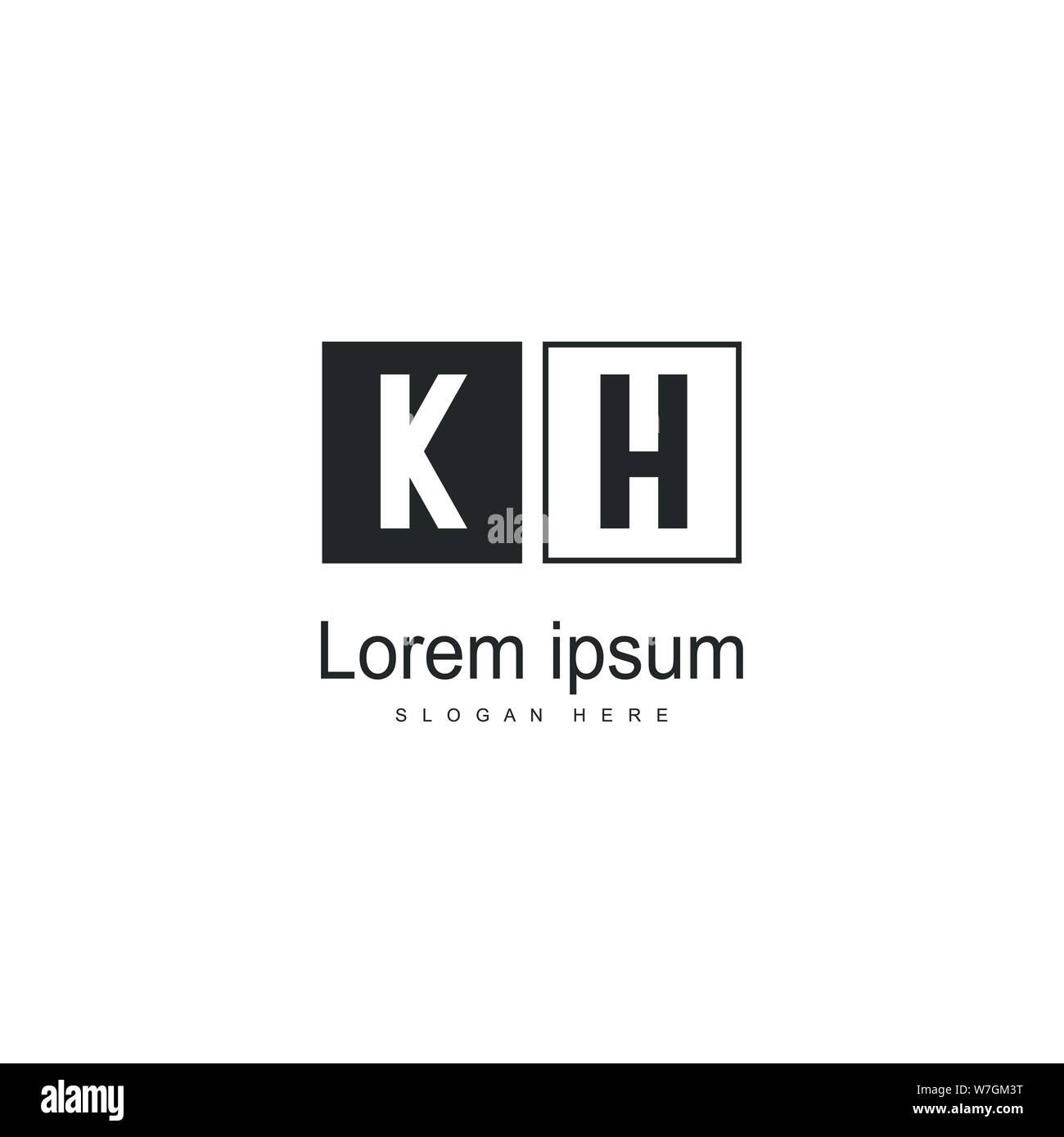 Initial KH logo template with modern frame. Minimalist KH letter logo ...