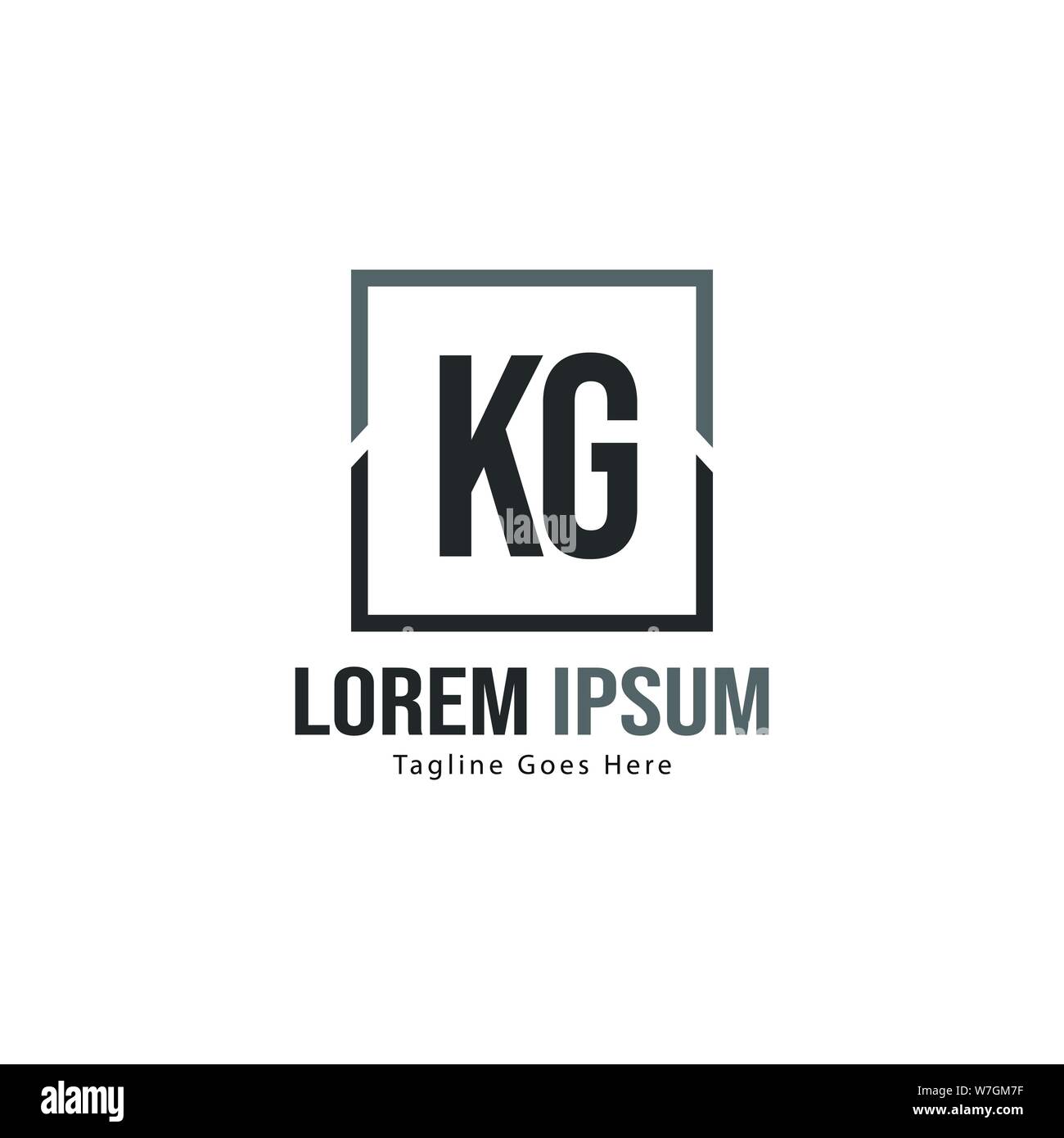 Initial KG logo template with modern frame. Minimalist KG letter logo ...