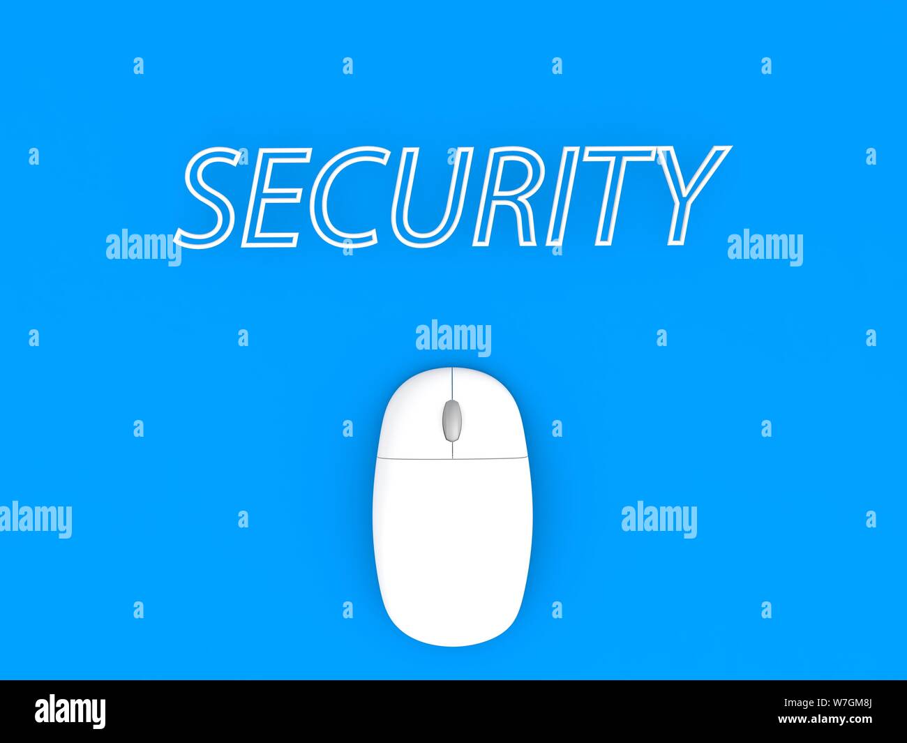 Computer mouse and the word SECURITY on a blue background background ...