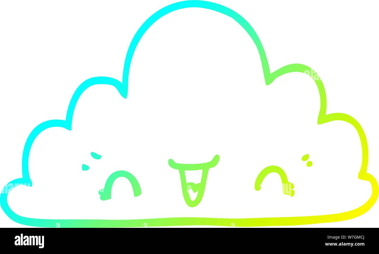 cold gradient line drawing of a cute cartoon cloud Stock Vector Image ...