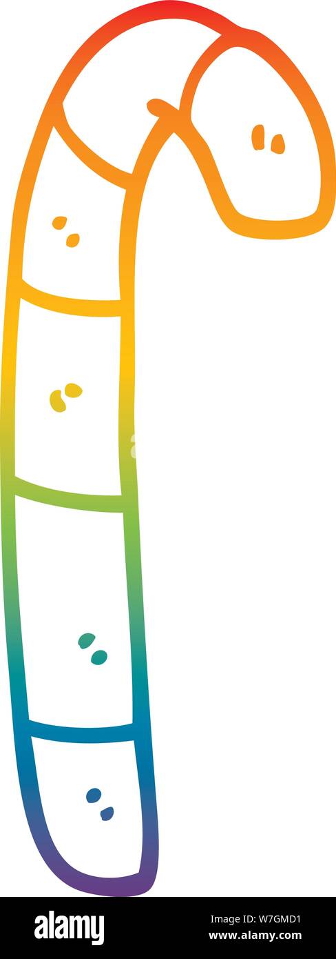 rainbow gradient line drawing of a cartoon striped candy cane Stock ...