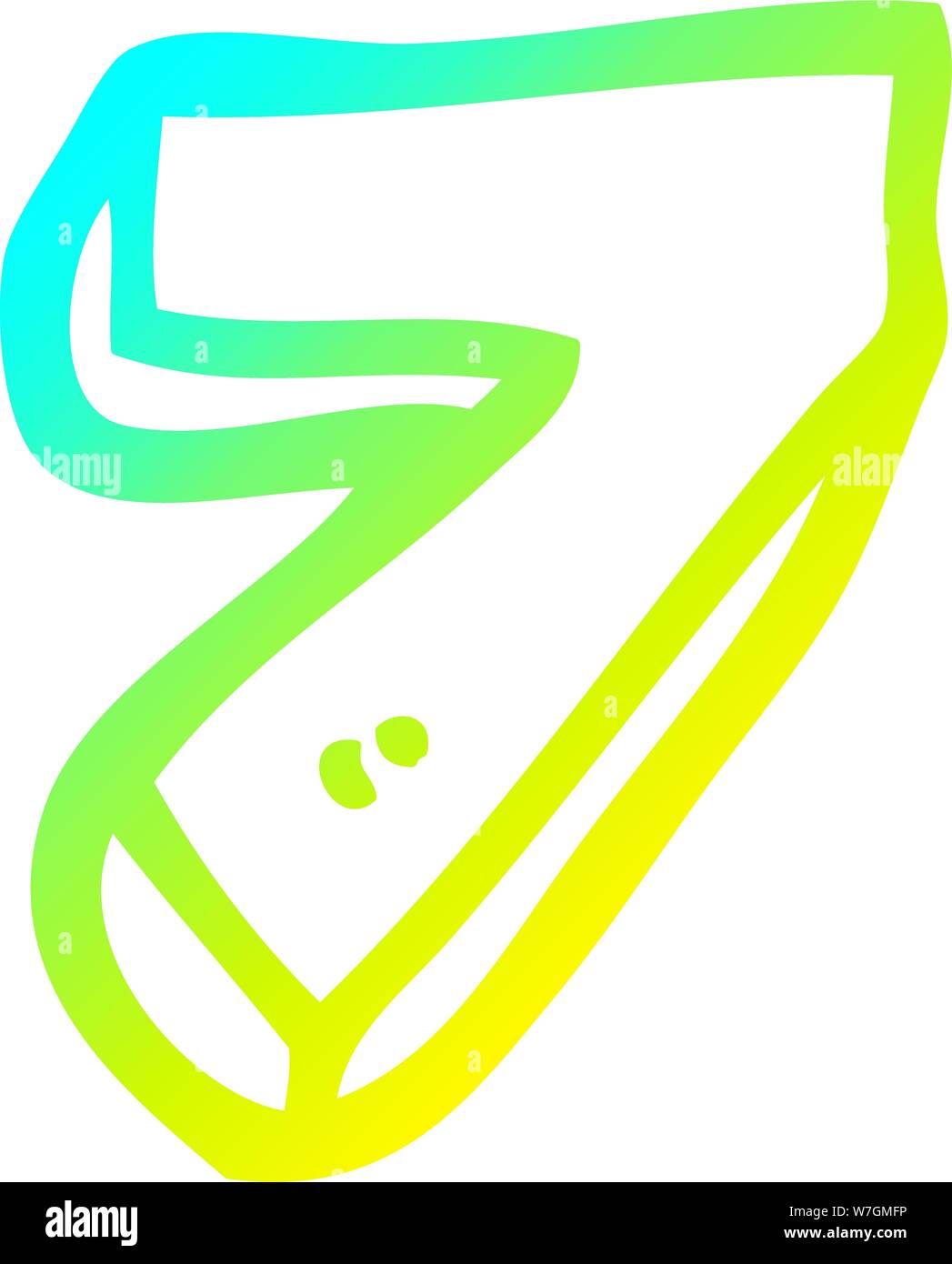 cold gradient line drawing of a cartoon number seven Stock Vector Image ...