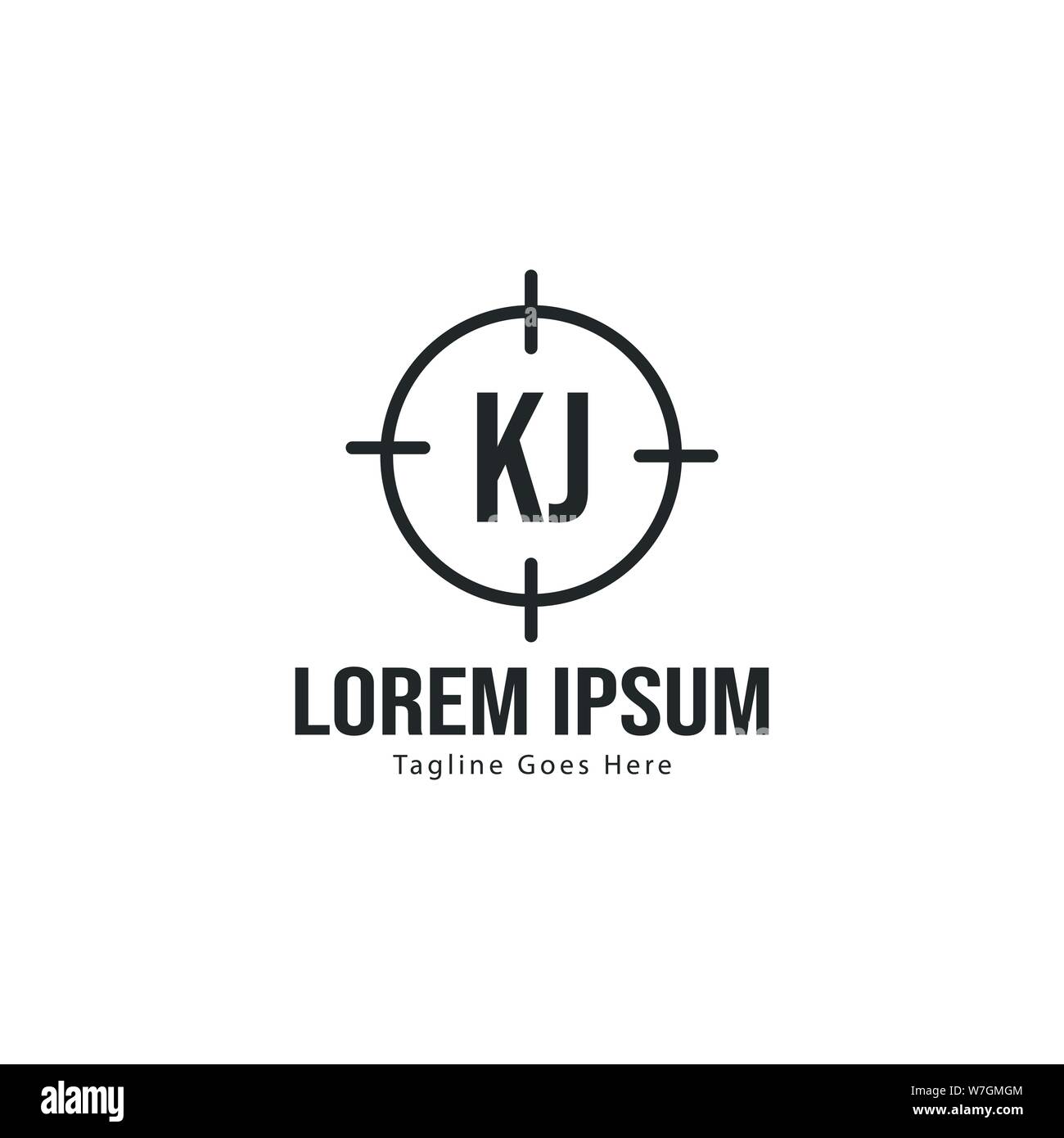 Initial KJ logo template with modern frame. Minimalist KJ letter logo ...
