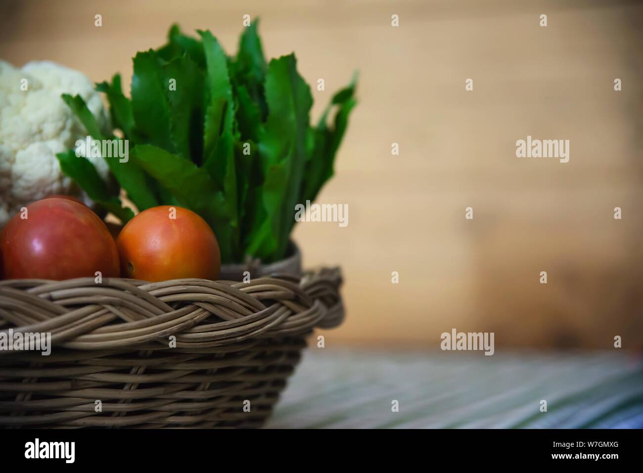Fresh variety vegetable basket ready to be cooked in the kitchen ...
