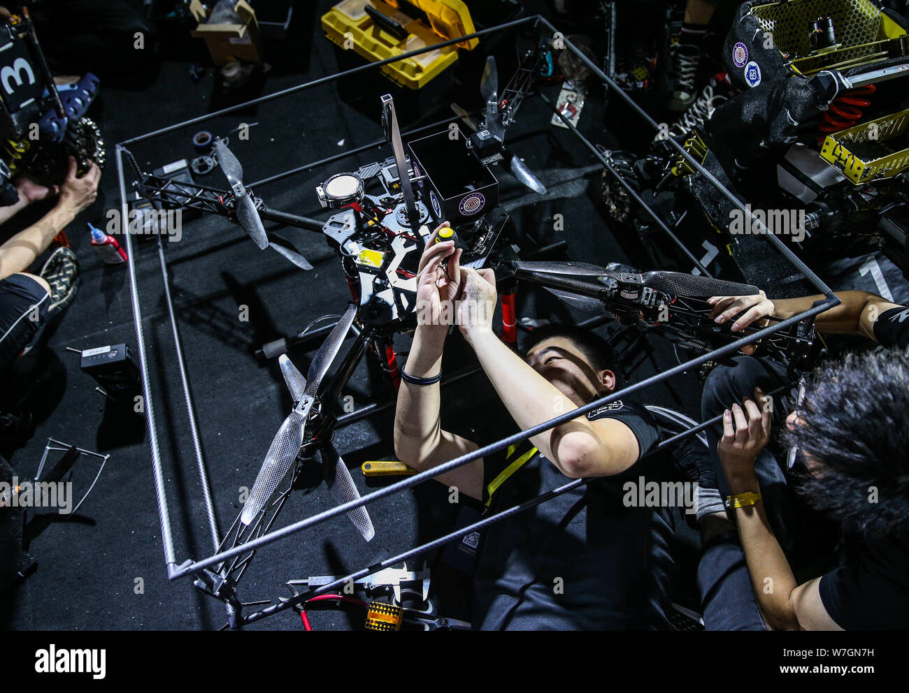 Shenzhen, China's Guangdong Province. 6th Aug, 2019. Participants test ...