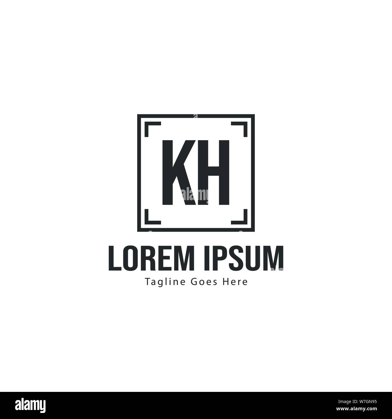 Initial KH logo template with modern frame. Minimalist KH letter logo ...