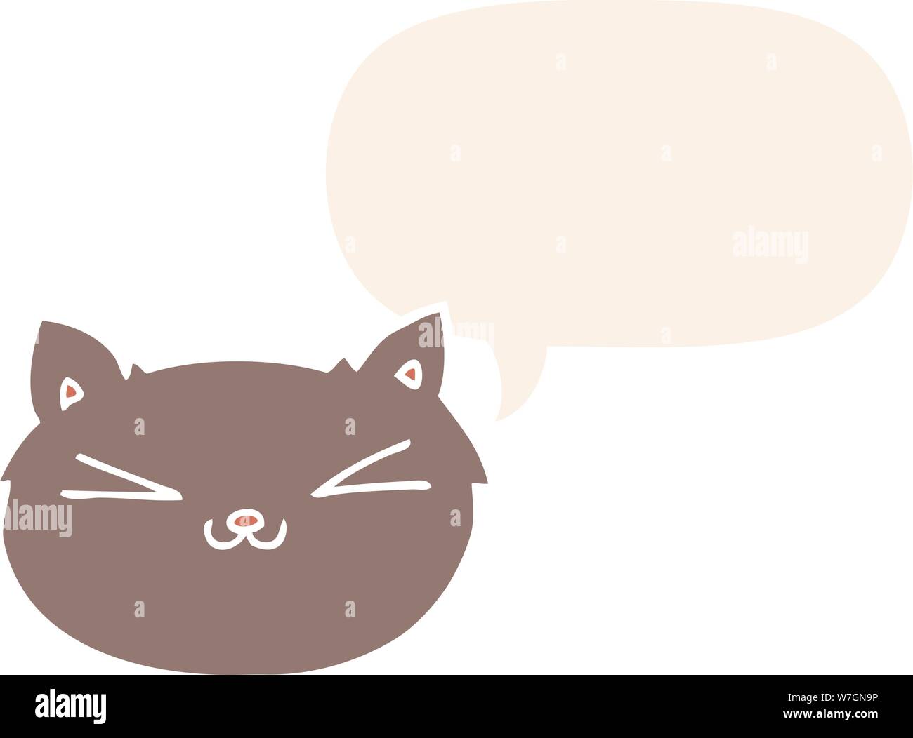 happy cartoon cat with speech bubble in retro style Stock Vector Image ...