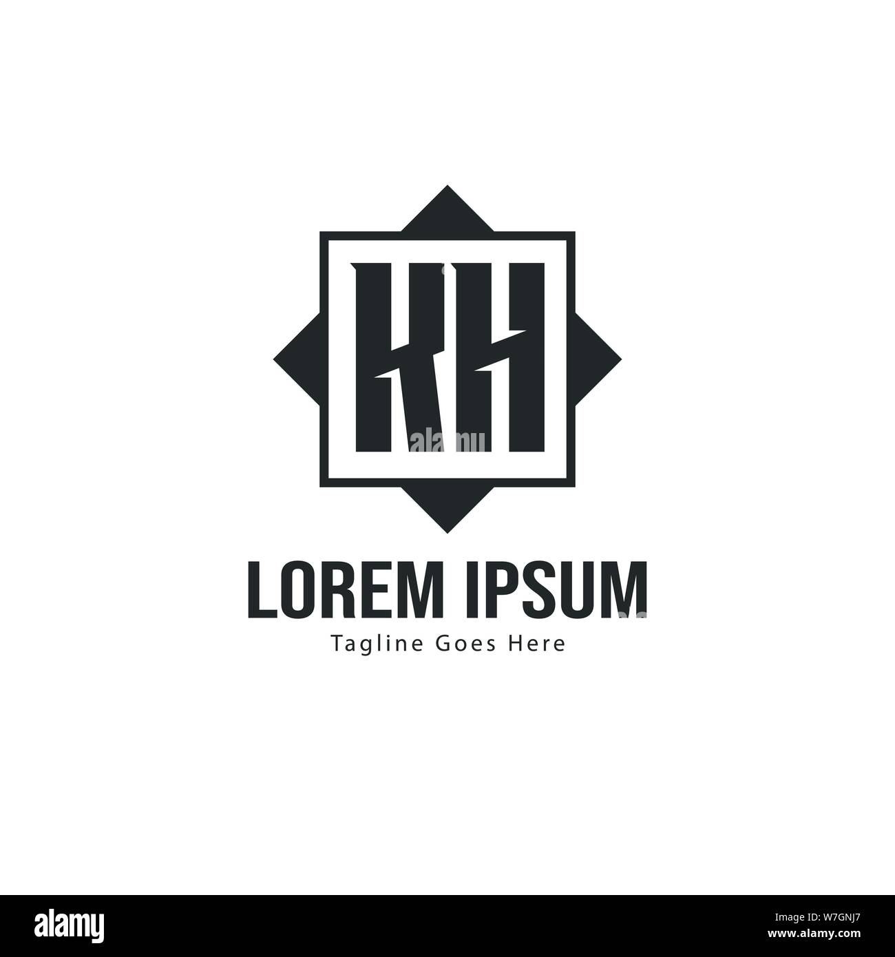 Initial KH logo template with modern frame. Minimalist KH letter logo ...