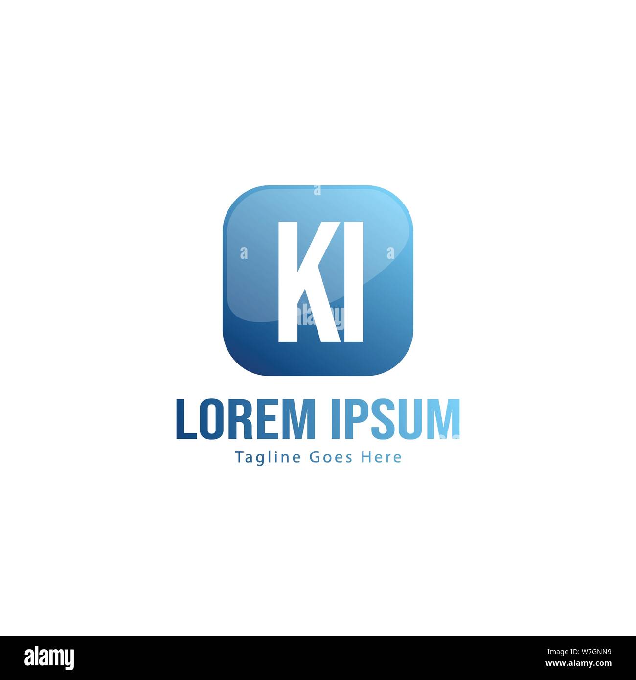 Initial KI logo template with modern frame. Minimalist KI letter logo ...