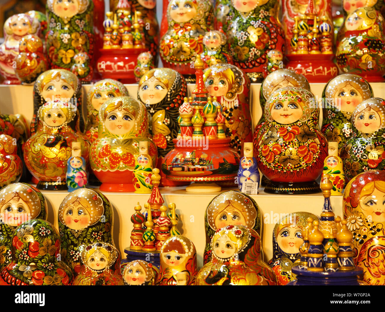 Moscow, Russia, December 4, 2018: Big range of Matreshka-dolls ...