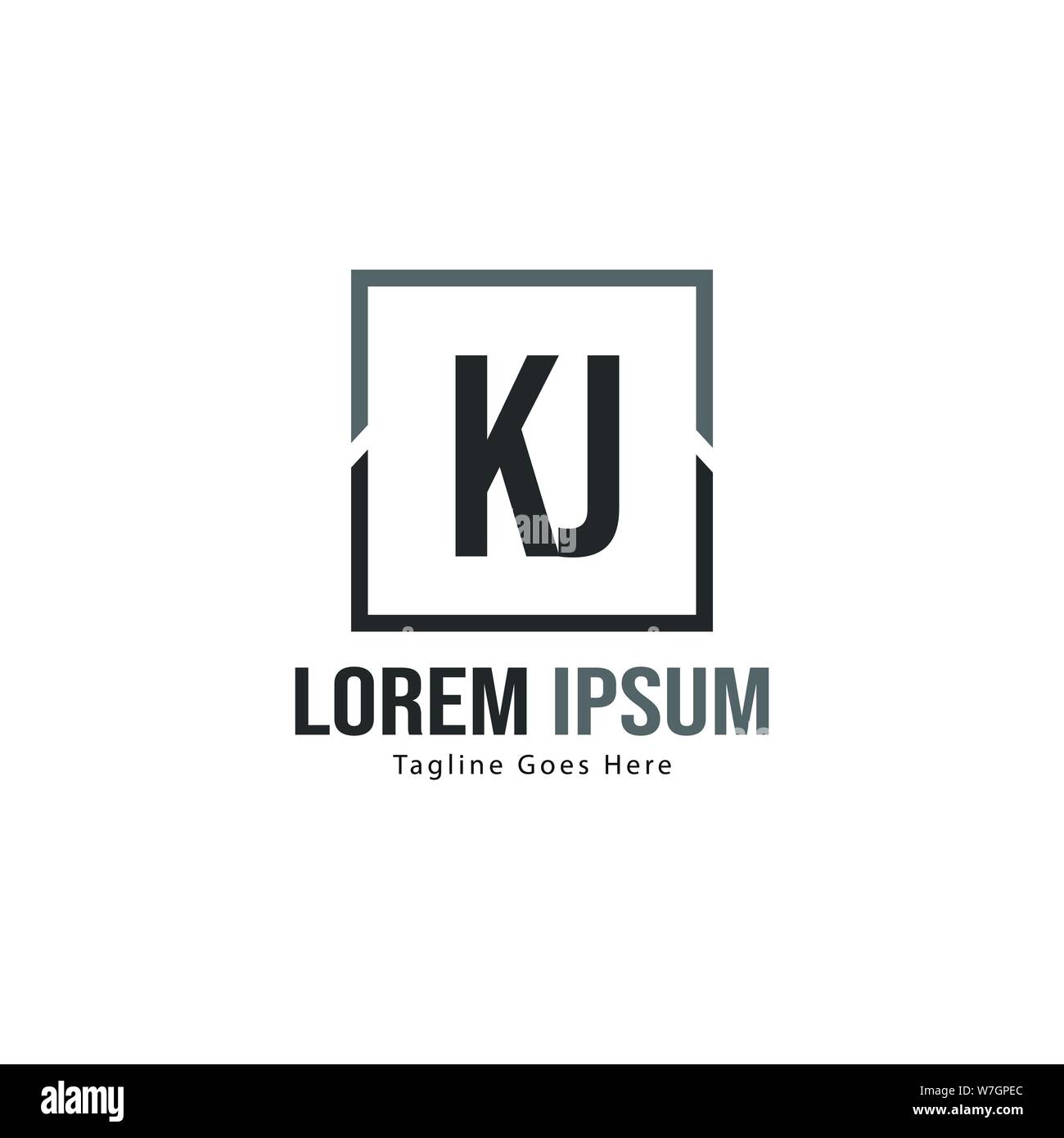 Initial KJ logo template with modern frame. Minimalist KJ letter logo ...