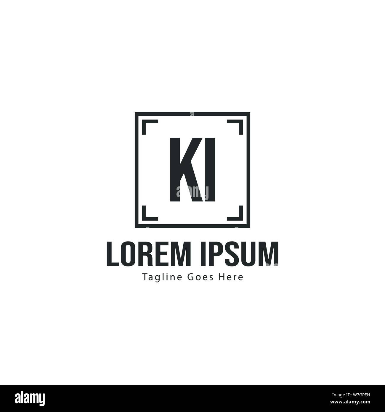 Initial KI logo template with modern frame. Minimalist KI letter logo ...
