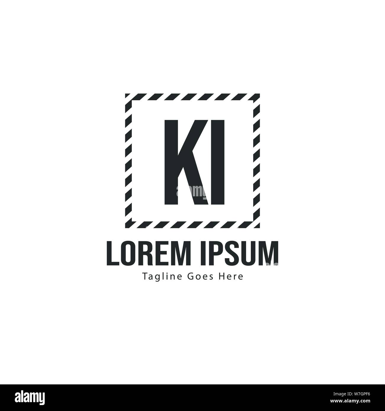 Initial KI logo template with modern frame. Minimalist KI letter logo ...