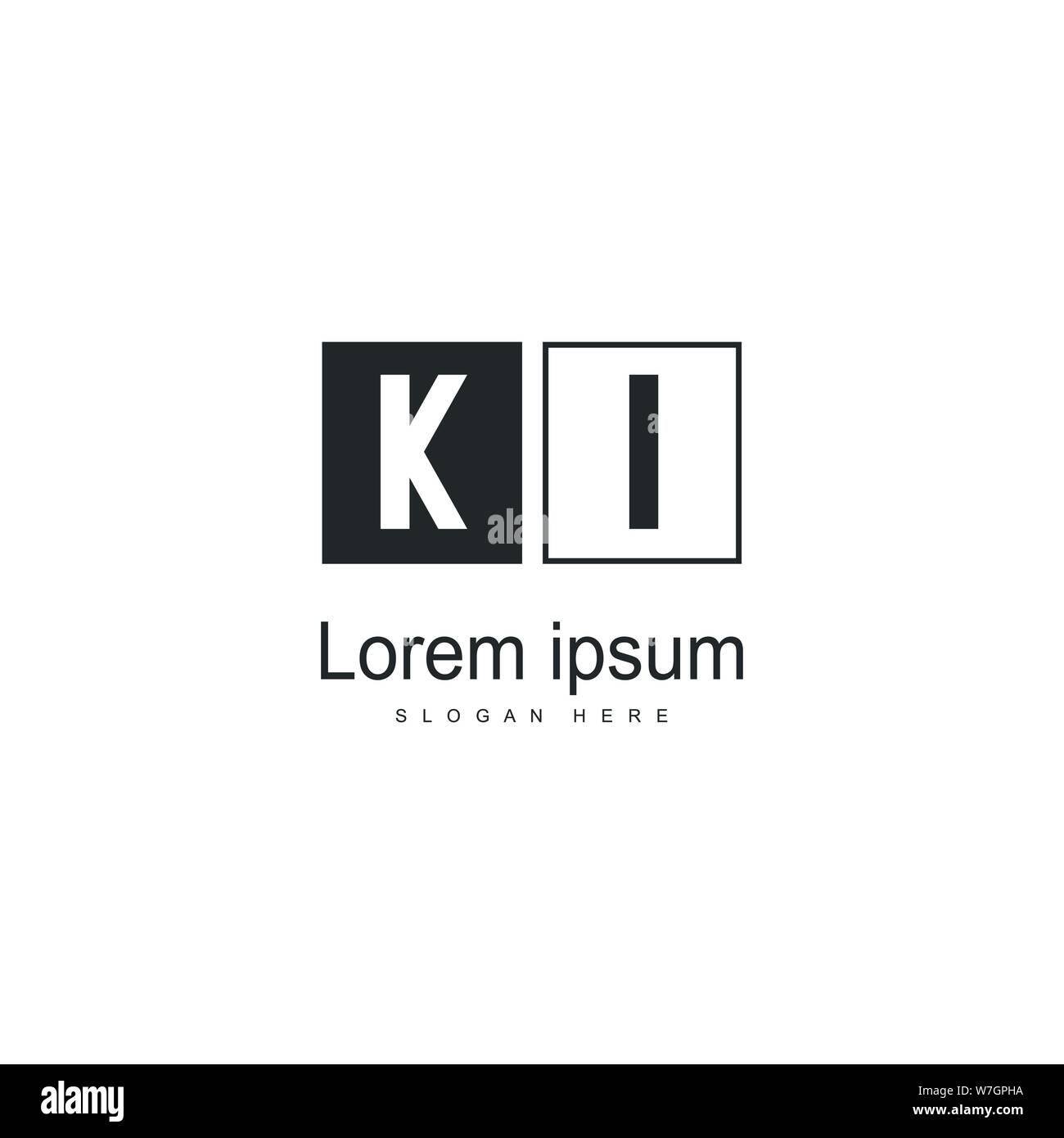 Initial KI logo template with modern frame. Minimalist KI letter logo ...