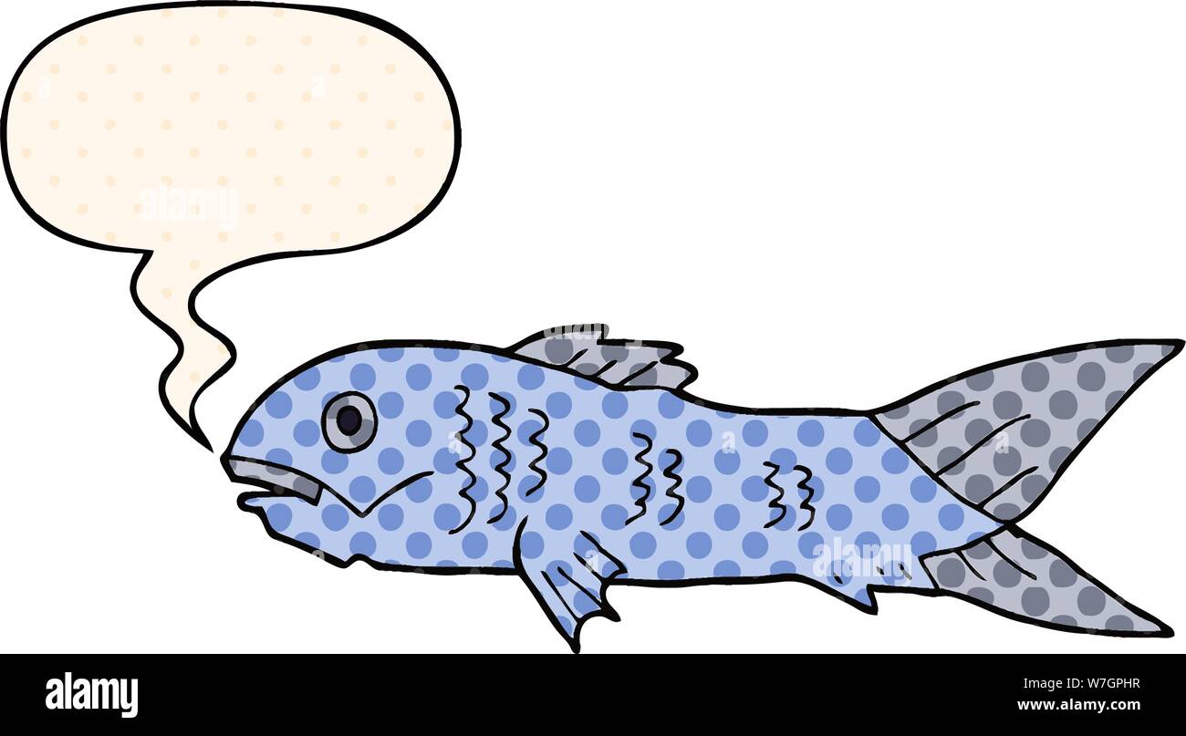 cartoon fish with speech bubble in comic book style Stock Vector Image ...