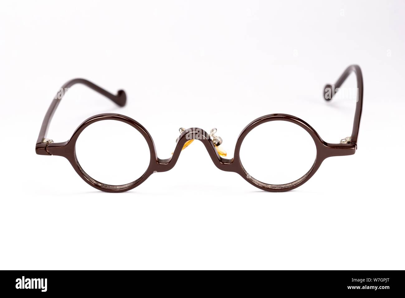 Vintage round glasses isolated on white background Stock Photo - Alamy
