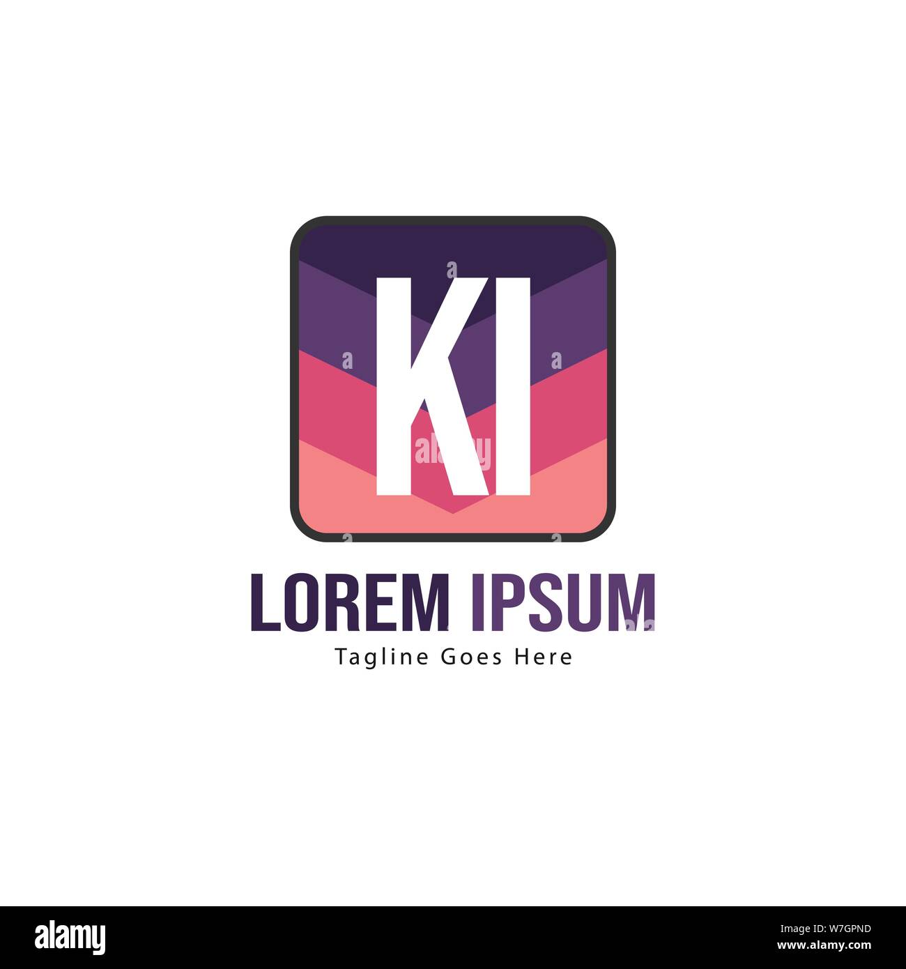 Initial KI logo template with modern frame. Minimalist KI letter logo ...