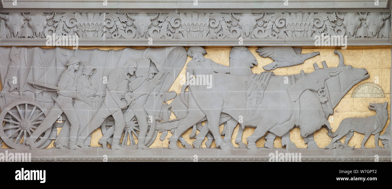 Bas relief scene, Capitol building, Lincoln, Nebraska Stock Photo - Alamy