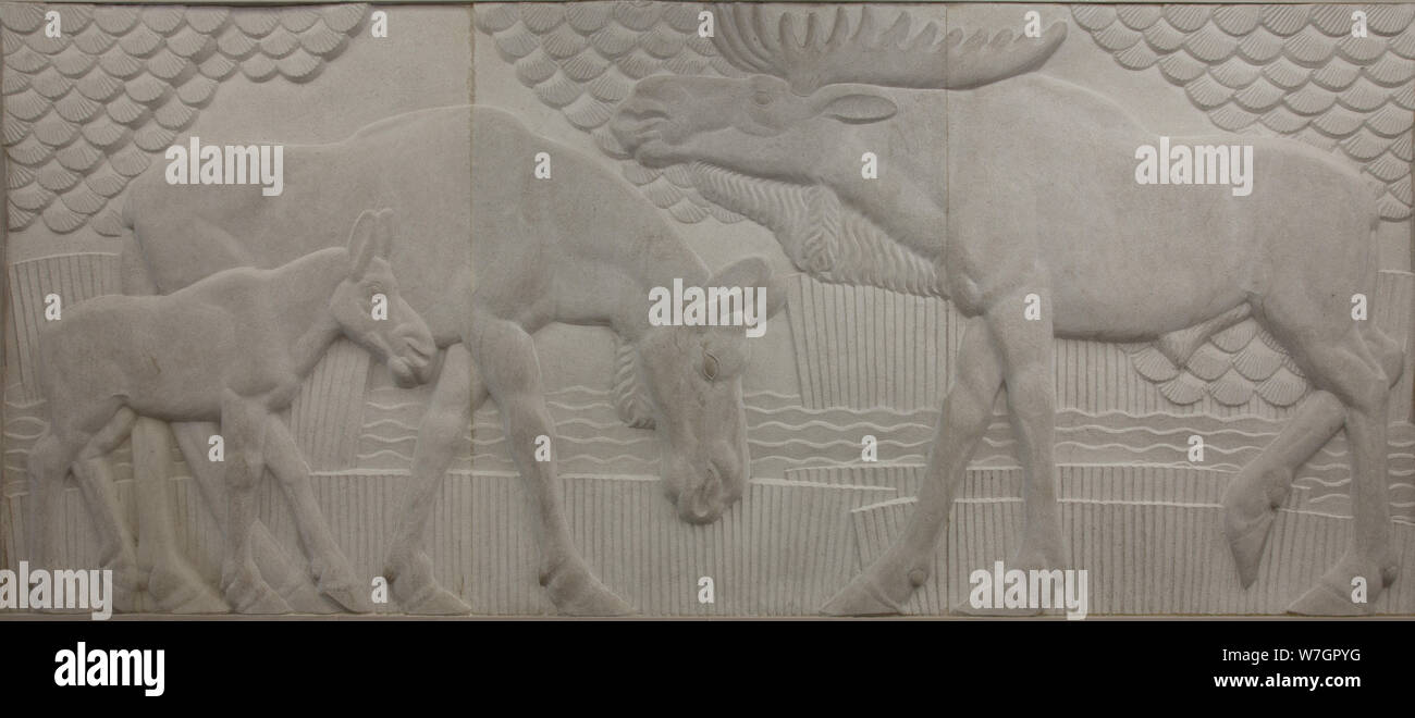 Bas-relief: American Moose by Boris Gilbertson at the Department of ...