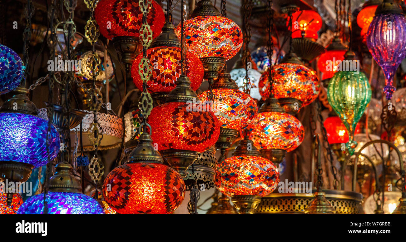 Turkish mosaic lamp oriental traditional light. Glass tile lantern at ...
