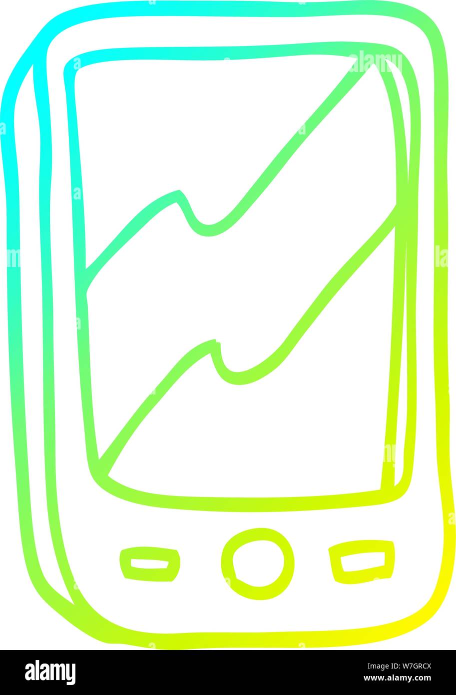 cold gradient line drawing of a cartoon red mobile phone Stock Vector ...