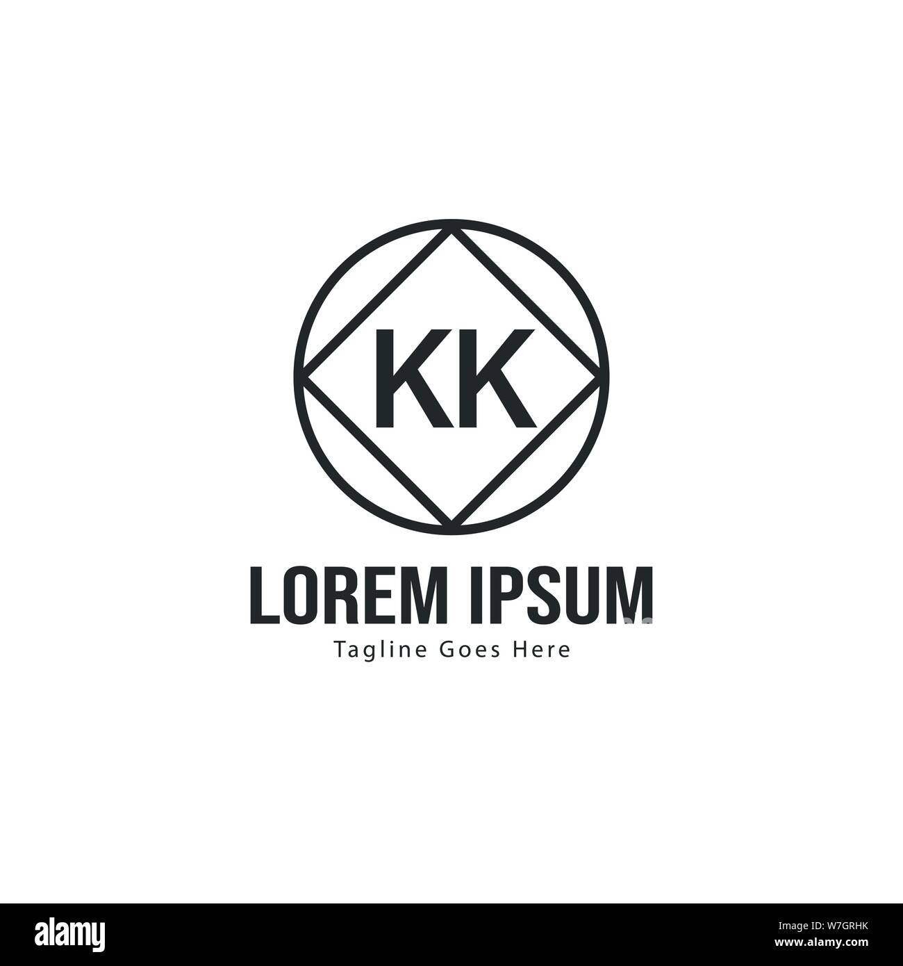 Initial KK logo template with modern frame. Minimalist KK letter logo ...