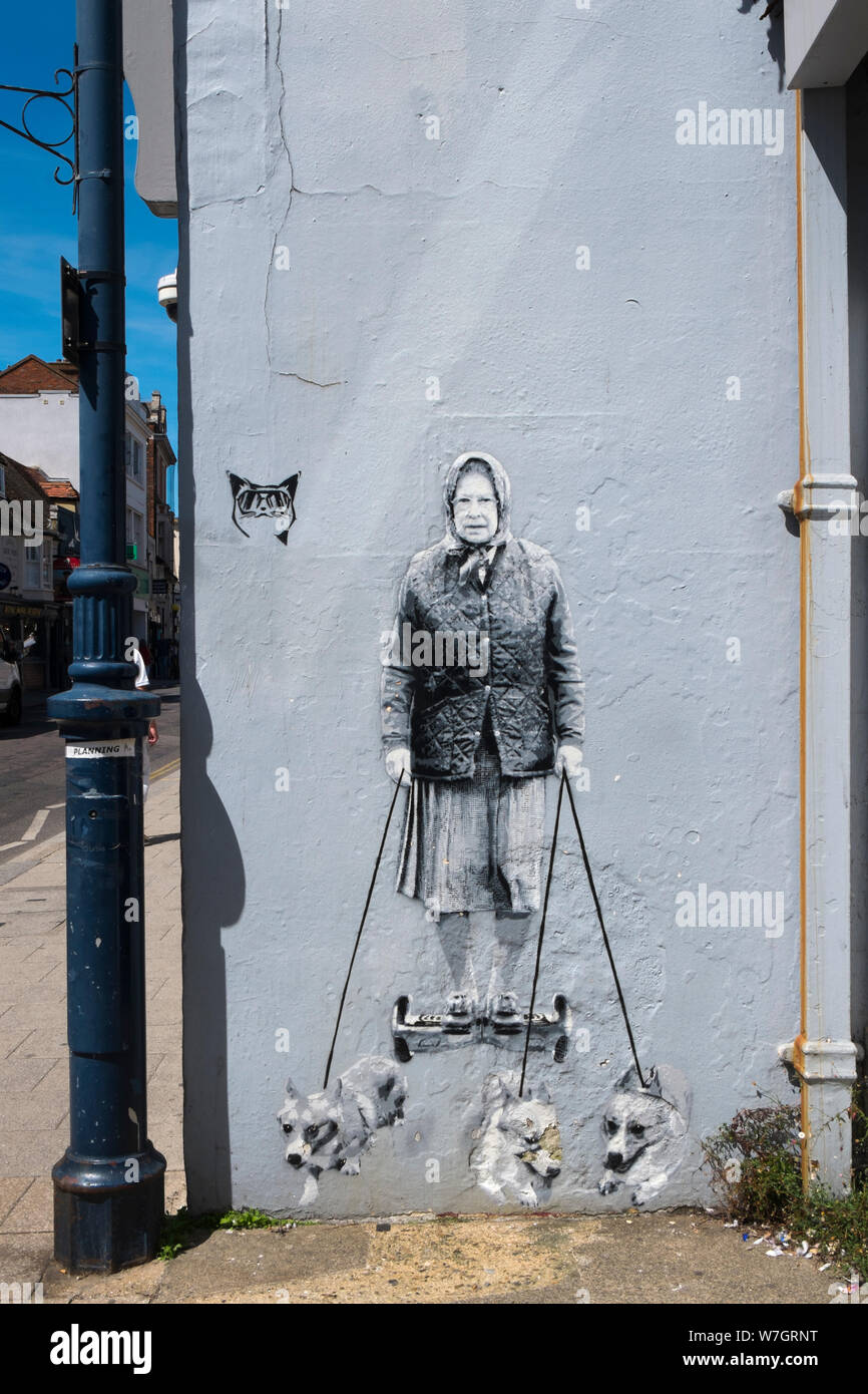 'They See Me Rollin' by Catman, graffiti of The Queen on a segway with ...