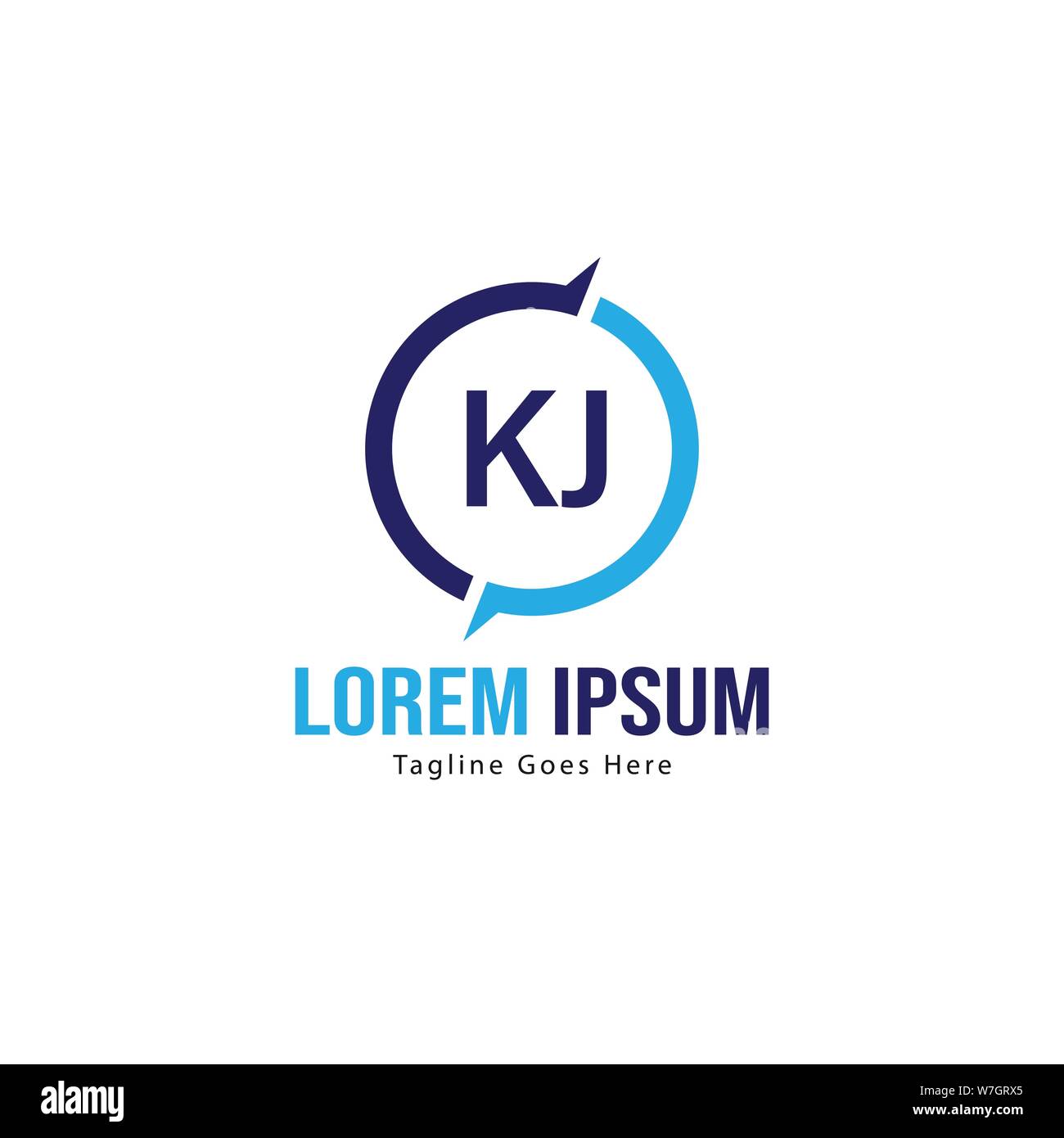 Initial KJ logo template with modern frame. Minimalist KJ letter logo ...