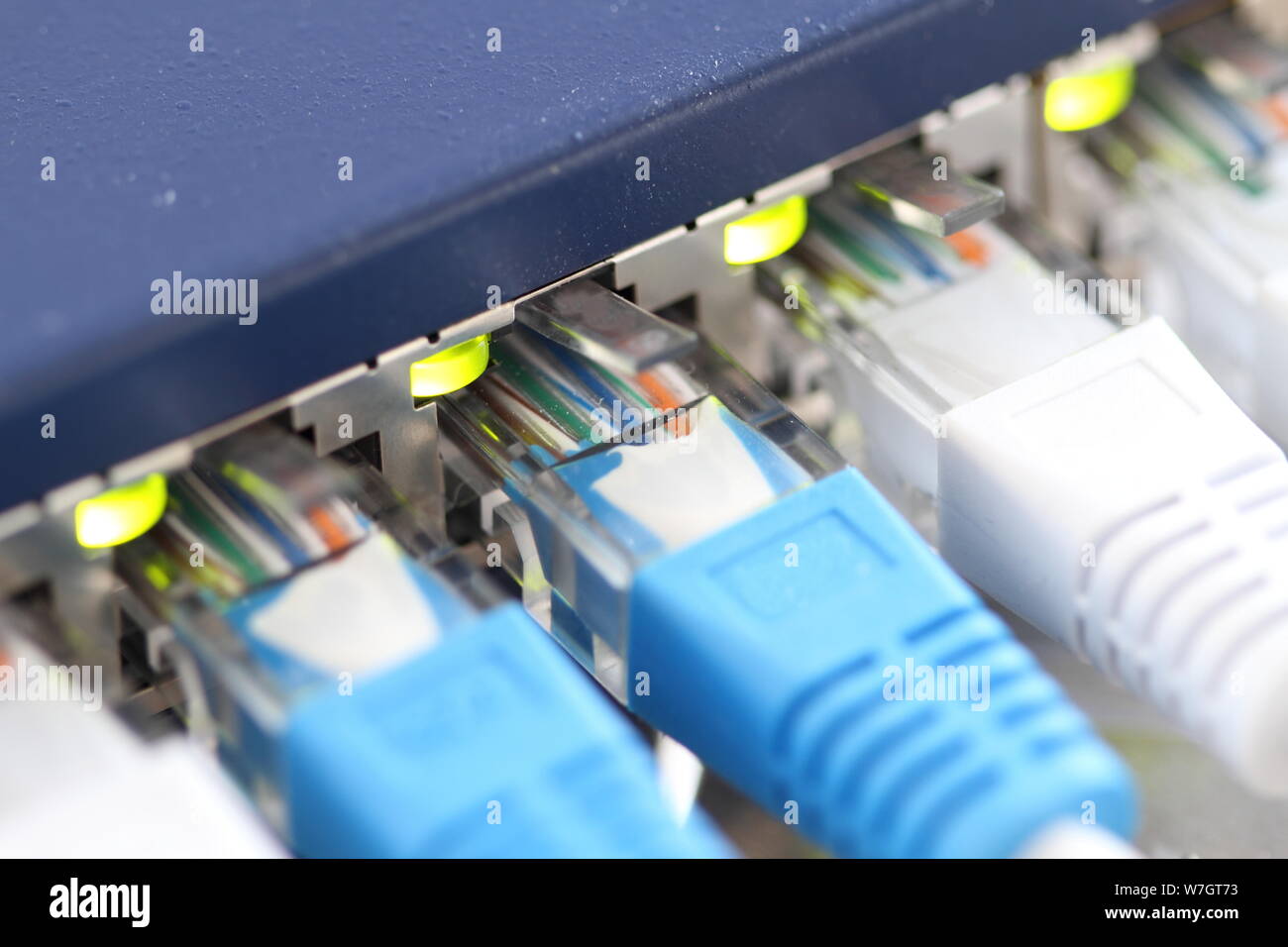 RJ45 plug in a router Stock Photo - Alamy