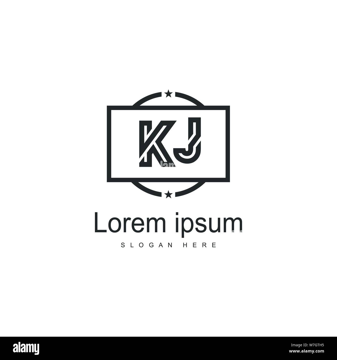 Initial KJ logo template with modern frame. Minimalist KJ letter logo ...