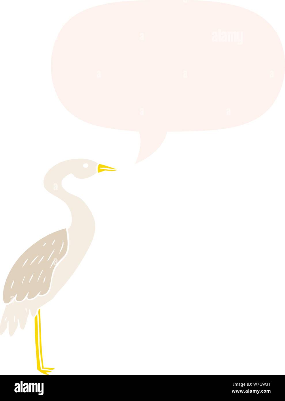 cartoon stork with speech bubble in retro style Stock Vector Image ...