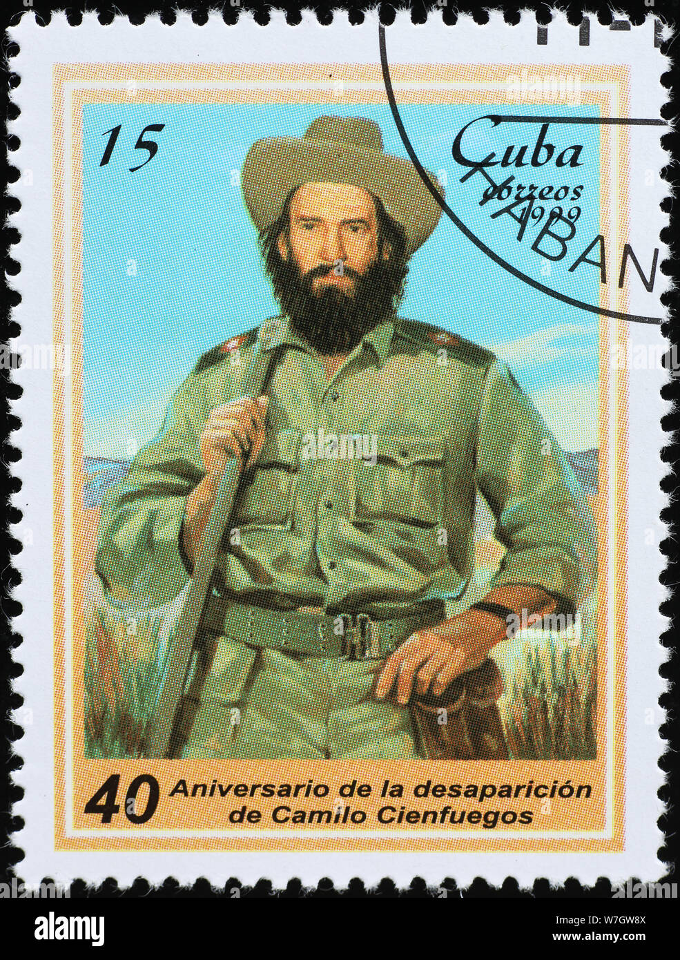 Cuban revolutionary Camilo Cienfuegos on postage stamp Stock Photo - Alamy