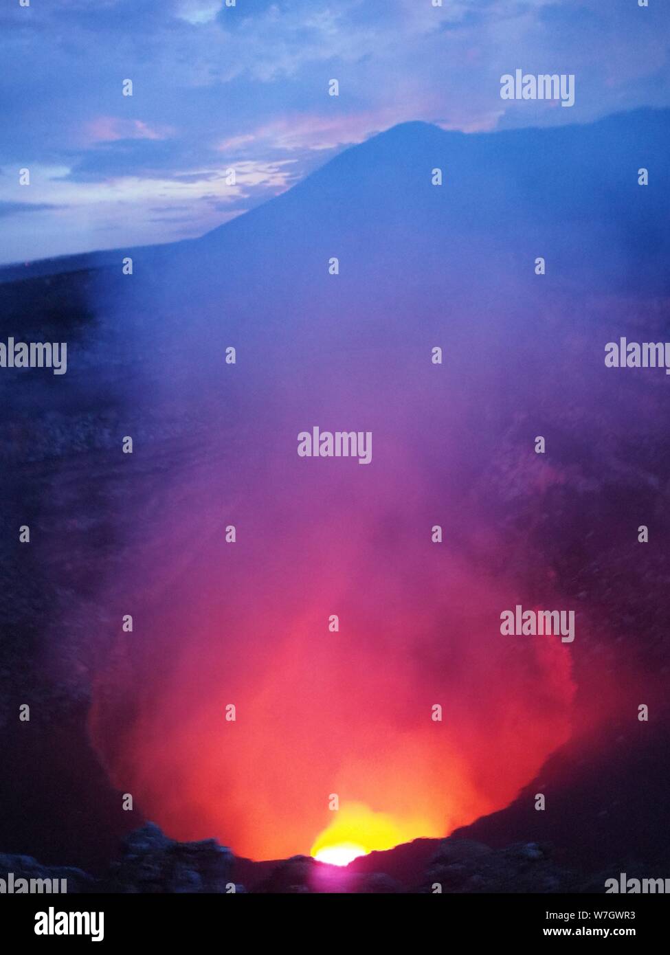 Masaya Volcano nicaragua. Looking into the caldera and seeing lava and ...