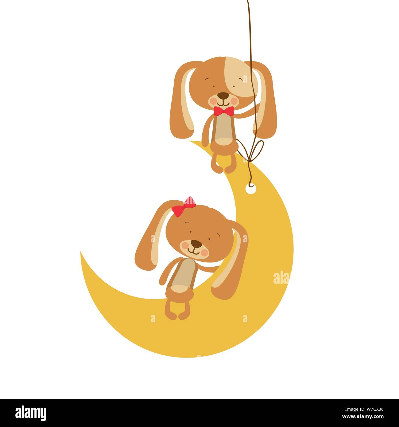 cute puppies sitting in the moon Stock Vector Image & Art - Alamy