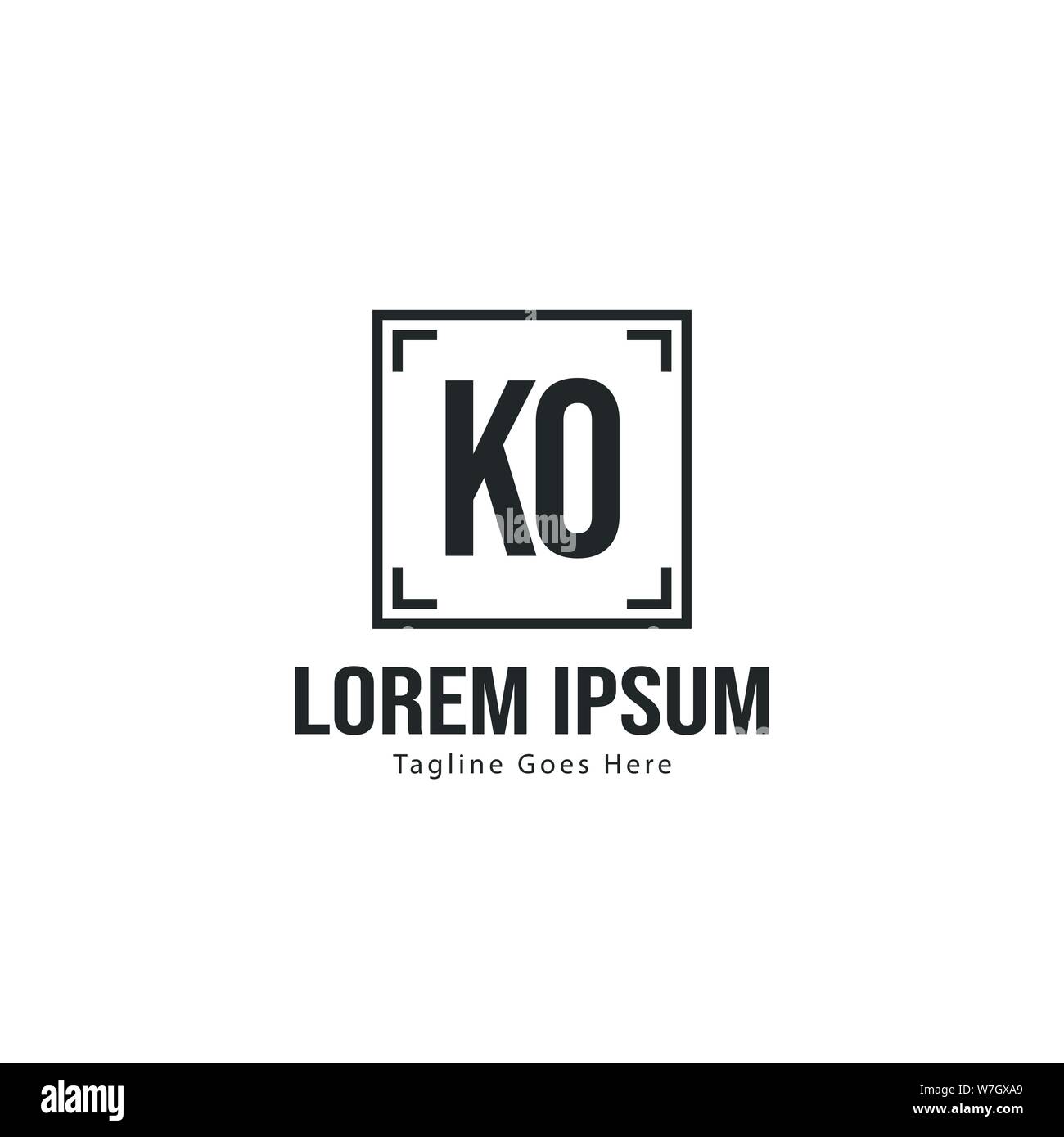 Initial KO logo template with modern frame. Minimalist KO letter logo ...