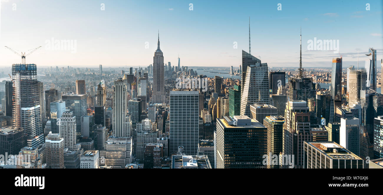 Aerial view of the large and spectacular buildings in New York City ...