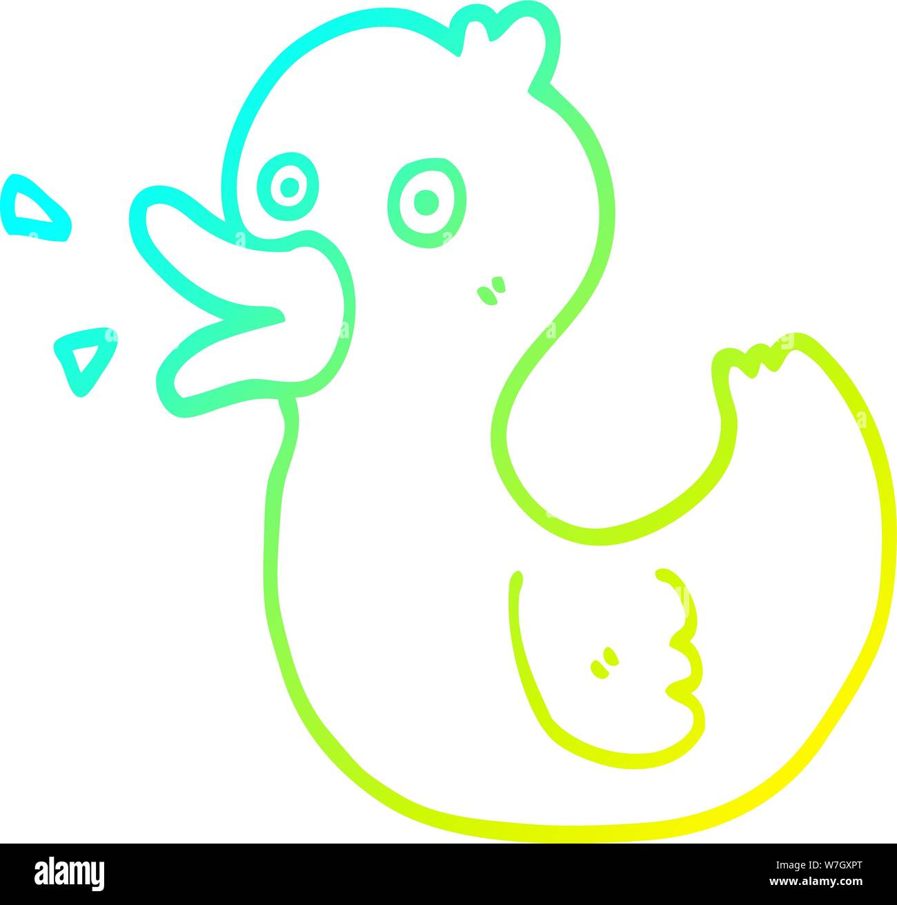 cold gradient line drawing of a cartoon quacking duck Stock Vector ...