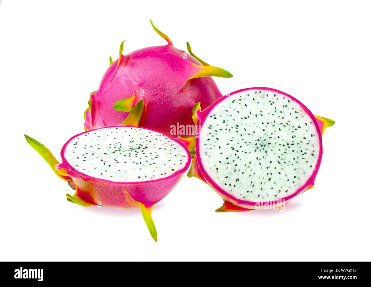 Beautiful pink dragon fruit or pitaya isolated at white background ...