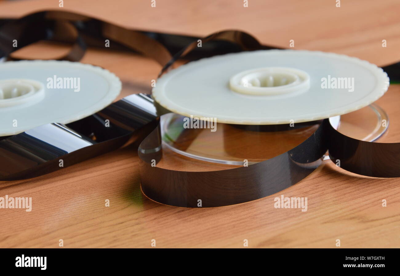 video tape recorder reel on table Stock Photo - Alamy